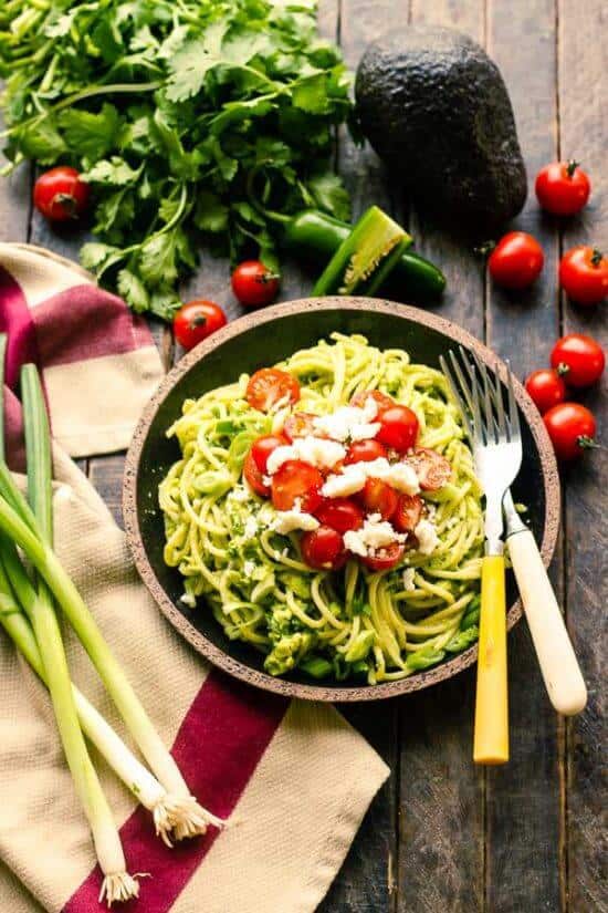 Avocado Pasta With Jalapeños And Queso Fresco • The Wicked Noodle